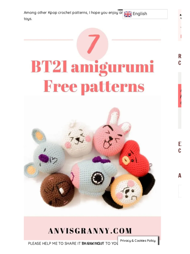 BT21 BTS Amigurumi Free Crochet Pattern - Anvi's Granny Handicrafts ...