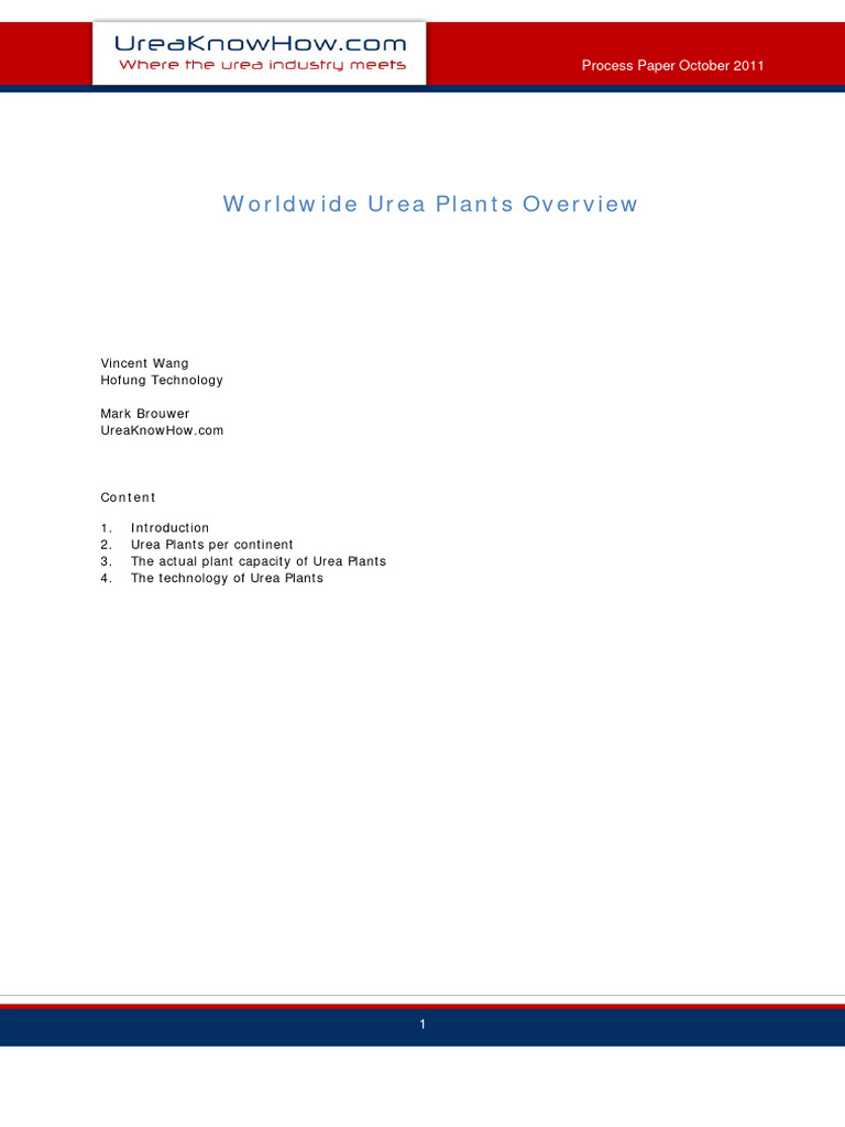 Global Urea Plant Capacity Overview | PDF | Urea | China