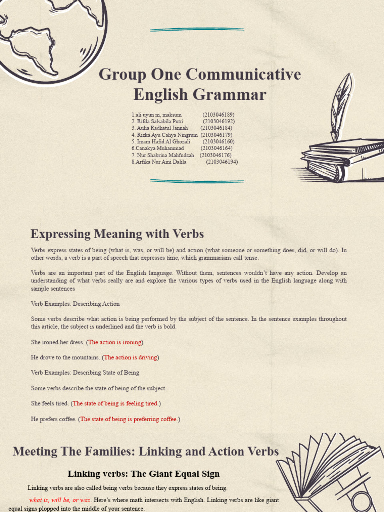 Group One Communicative English Grammar | PDF | Verb | Noun