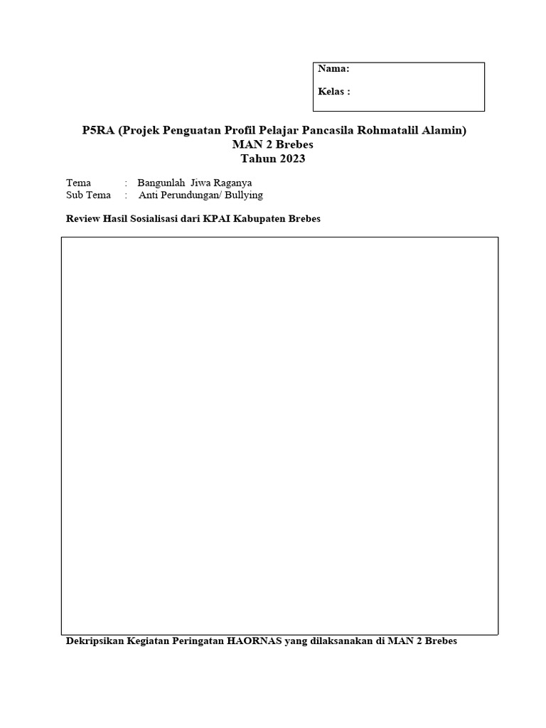 Penilaian P5RA MAN 2 Brebes 2023 | PDF