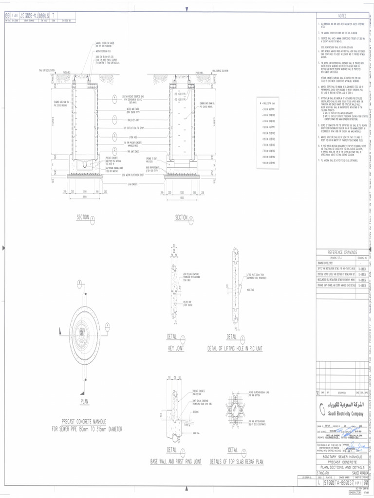 TA-800137-R0-tary Sewer Manhole Precast Concrete Plan, Section ...