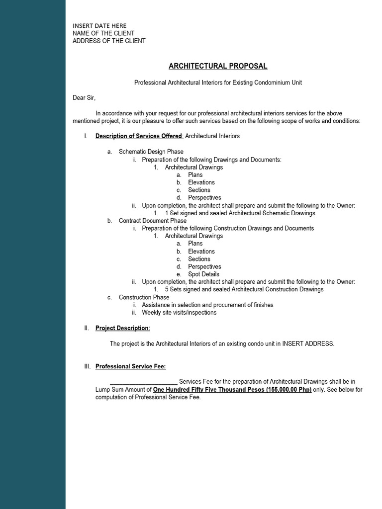 Architectural Service Proposal | PDF | Architect | Payments
