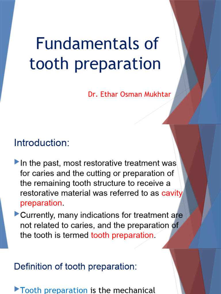 Fundamentals of Tooth Preparation | PDF | Tooth | Dentistry