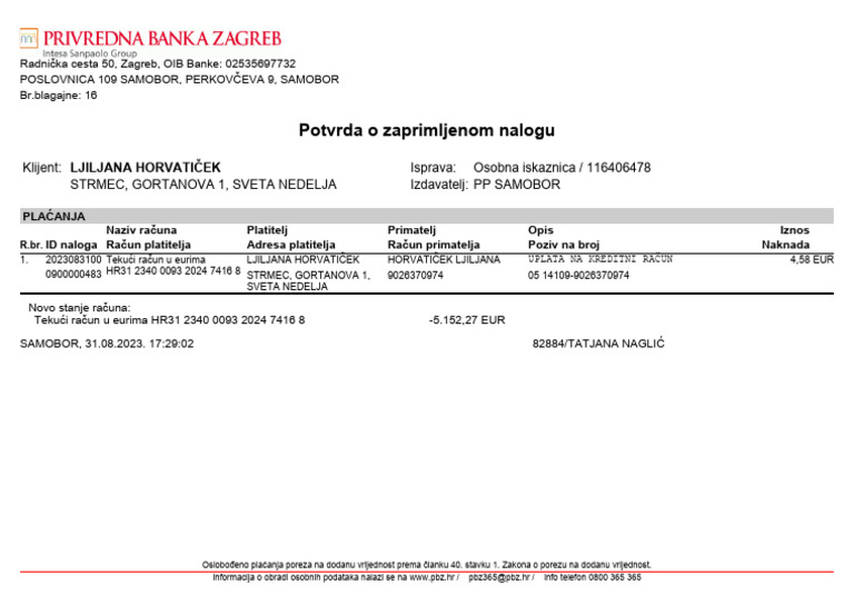 PBZ Poslovnica | PDF