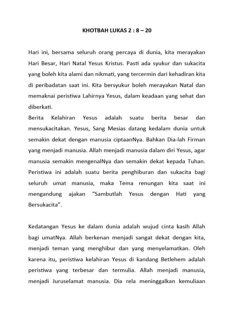 Khotbah Lukas 2 | PDF