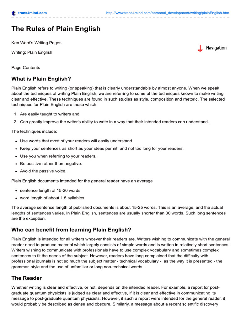 The Rules Of, Plain English | PDF | Verb | Subject (Grammar)