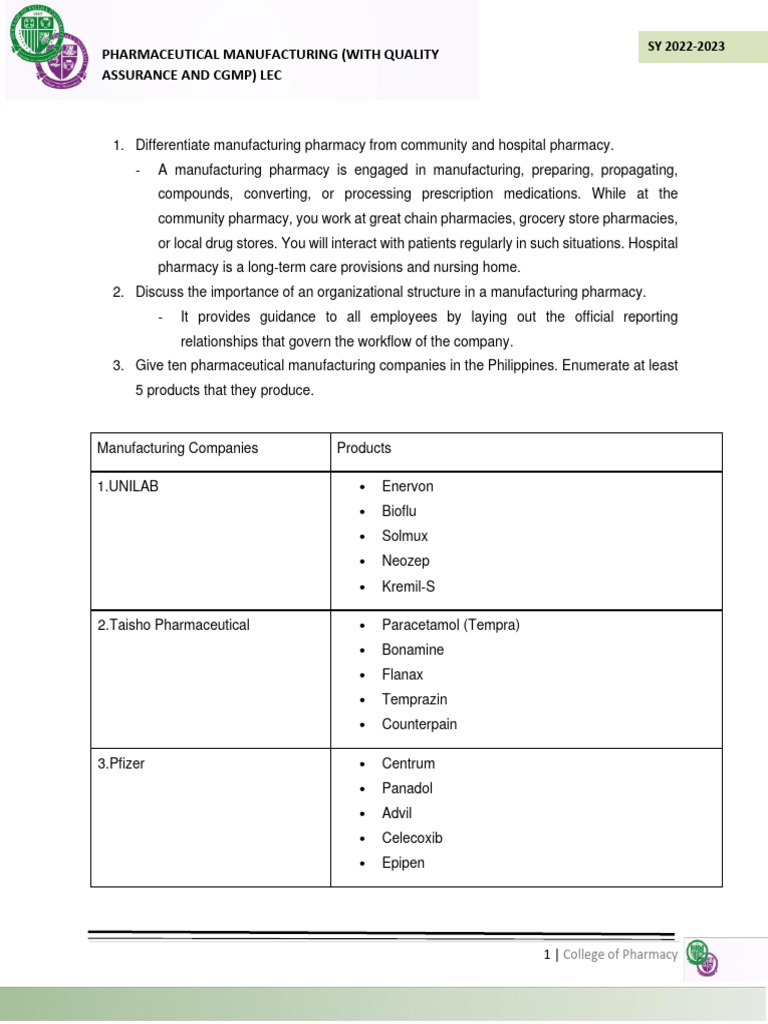 PMQA | PDF | Pharmacy | Therapy