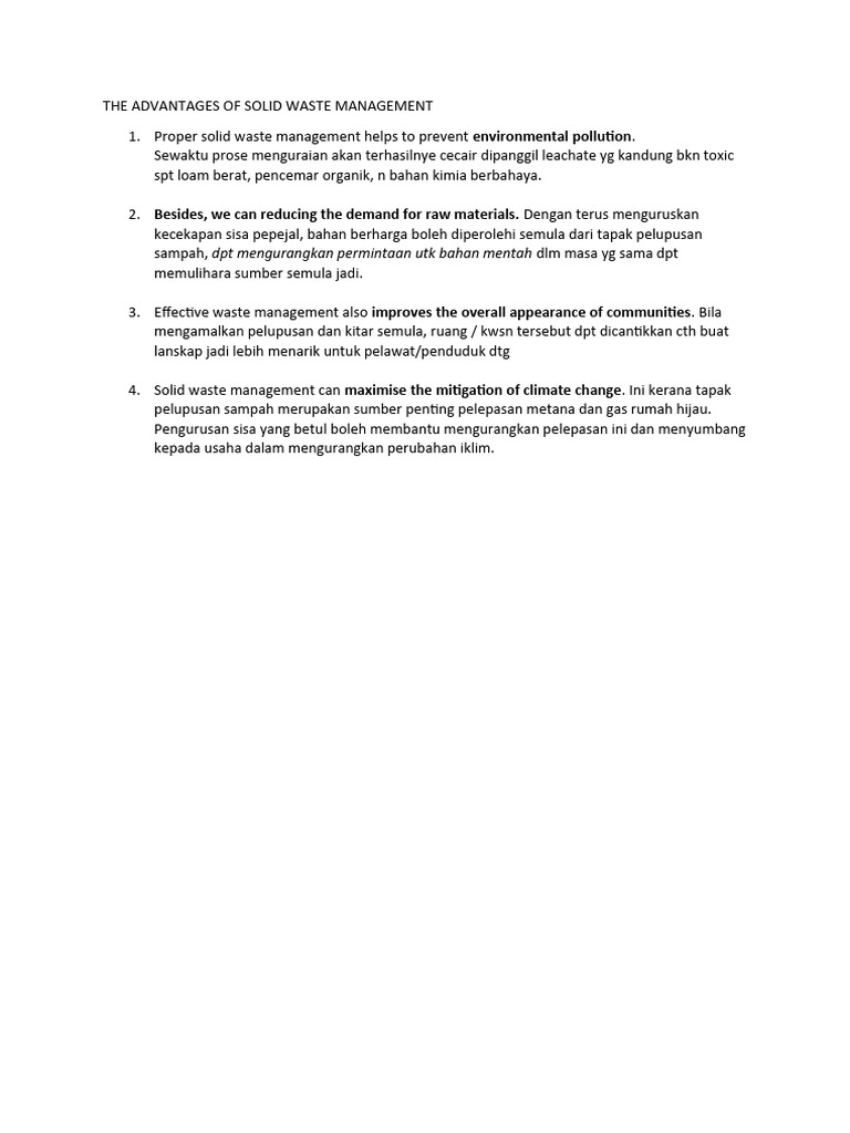 The Advantages of Solid Waste Management | PDF | Waste | Recycling