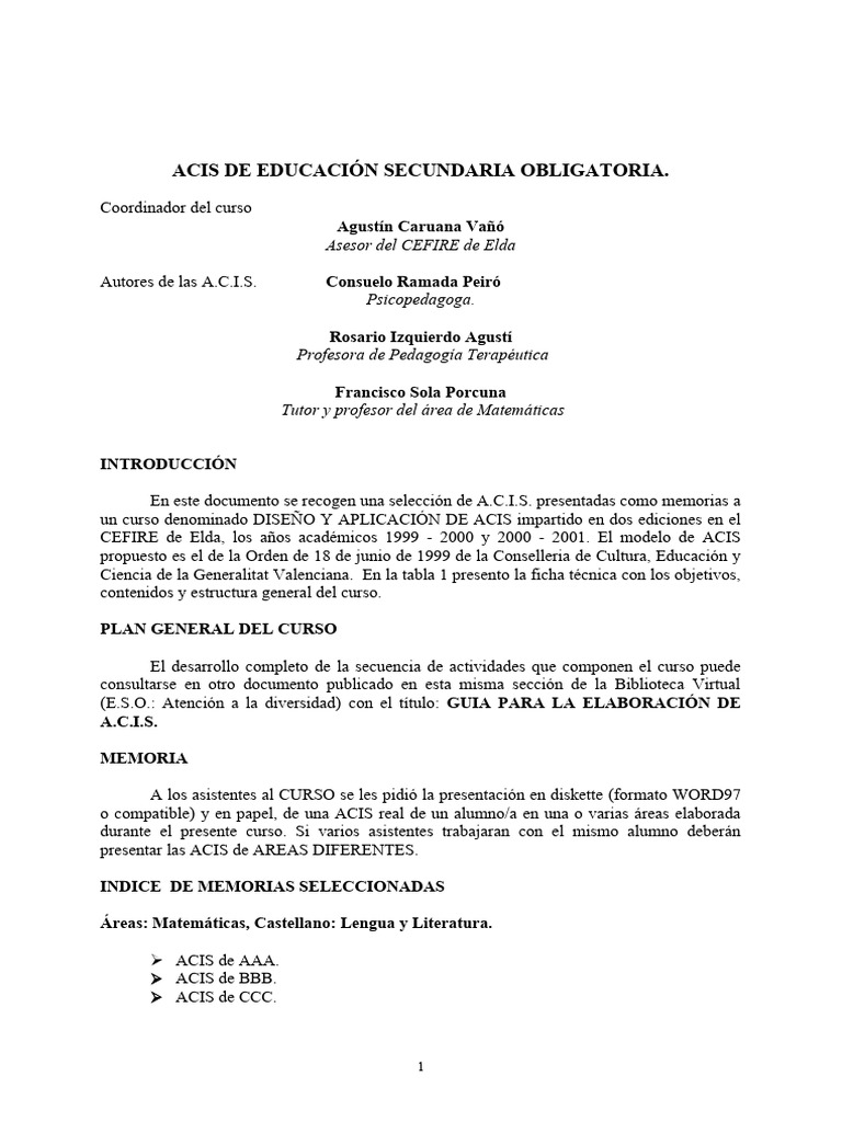 Acis de Eso | PDF | Evaluación | Aprendizaje
