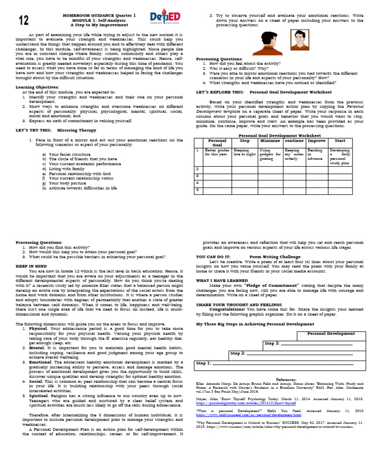 HG G12 Module-1 | PDF | Adolescence | Mental Health