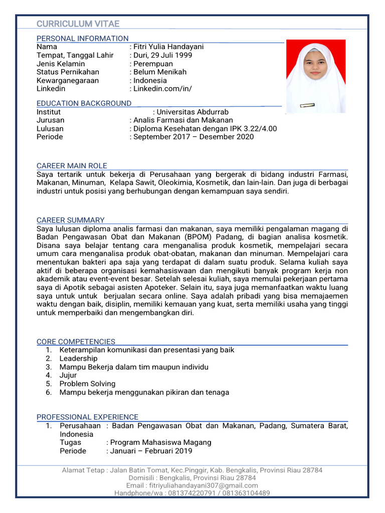 CV Fitri Yulia Handayani | PDF