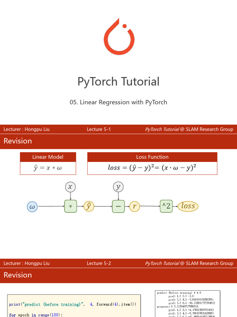 Lecture 05 Linear Regression With PyTorch | PDF | Learning | Theoretical Computer Science