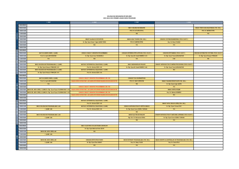 2023 2024 Guz Donemi Lisans Ders Programi | PDF