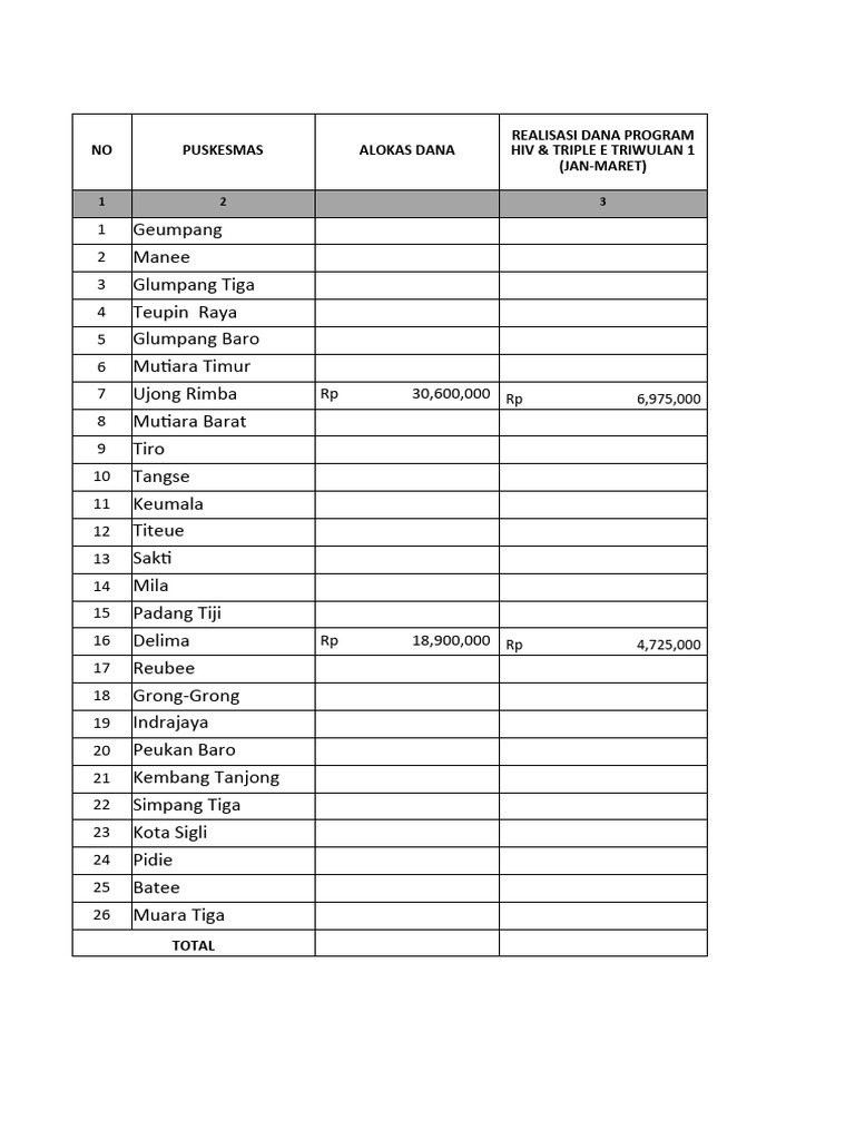 Realisasi Dana Program Hiv & Triple e PKM Delima | PDF