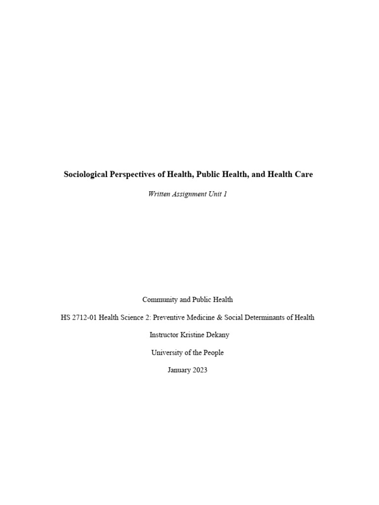 Health Science Written Assignment | PDF | Sociology | Well Being