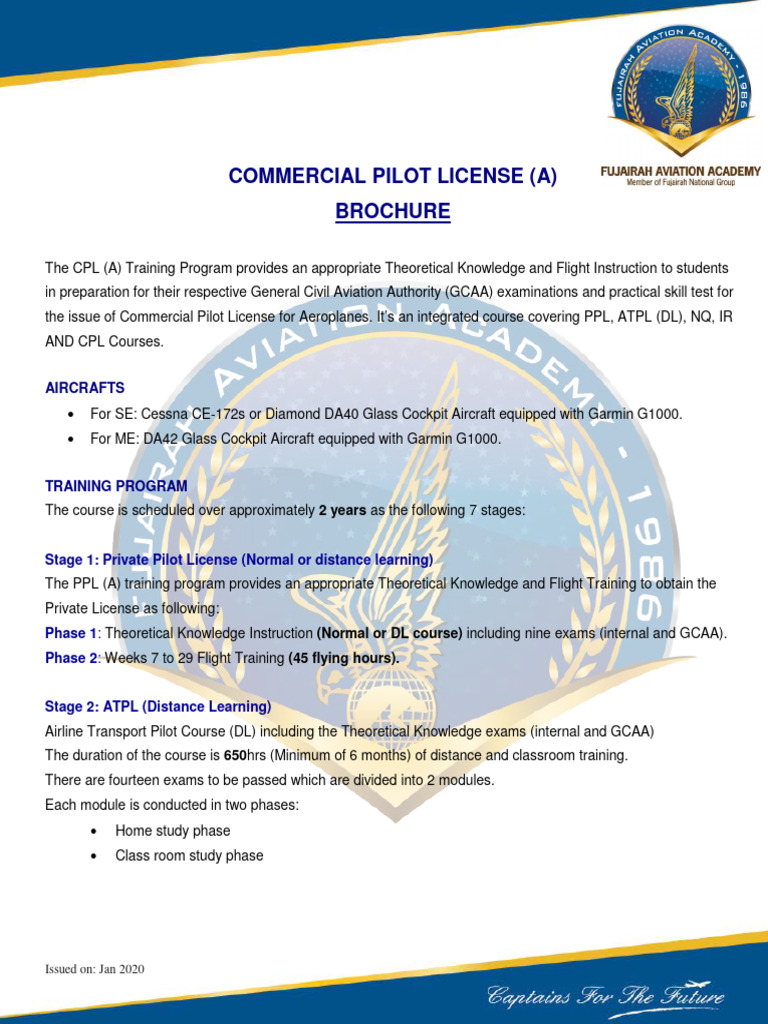 CPL Brochure | PDF | Aircraft | Professional Titles And Certifications