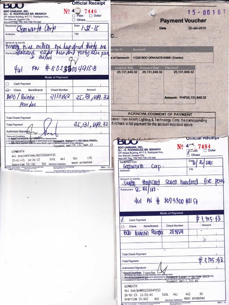 BDO Official Receipts | PDF | Service Industries | Business