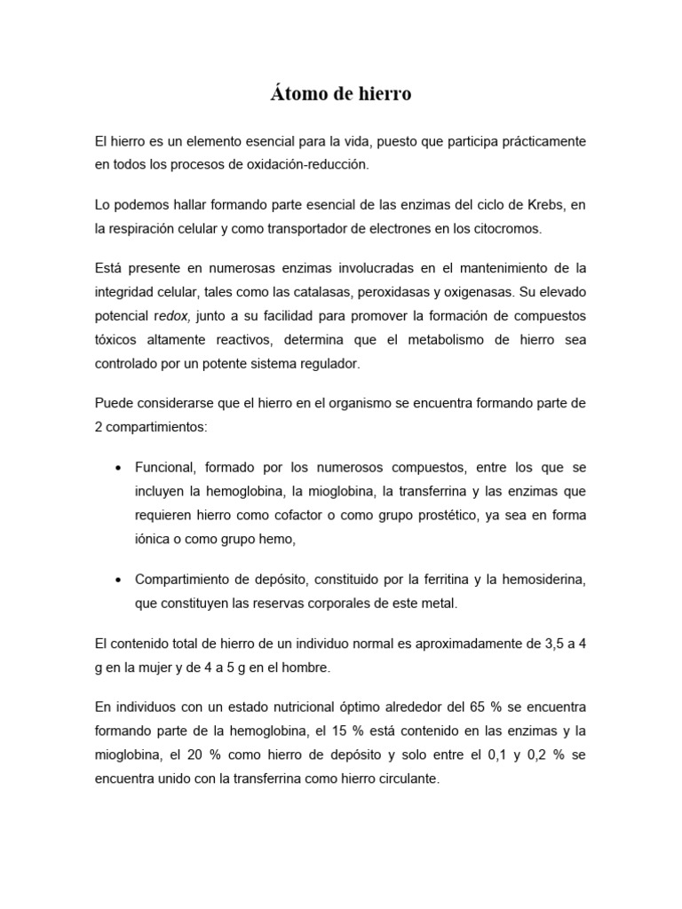 Átomo de Hierro | PDF | Hierro | Glóbulo rojo