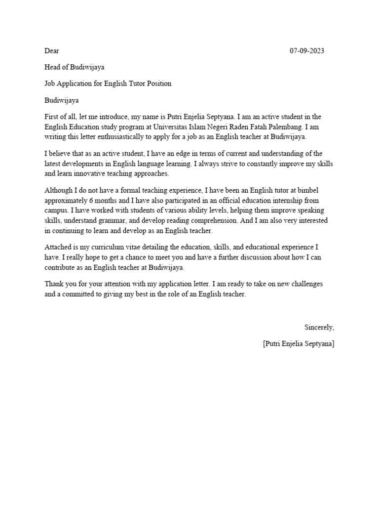 Application Letter 1 | PDF