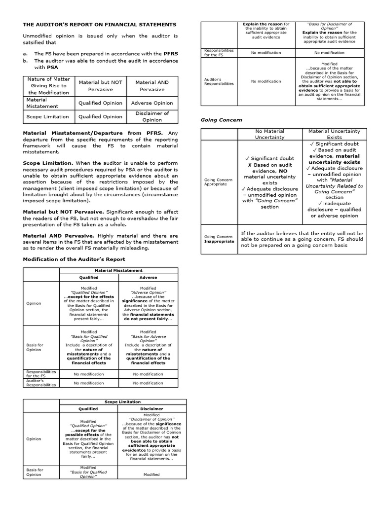 Auditor's Report on Financial Statements | PDF | Auditor's Report ...