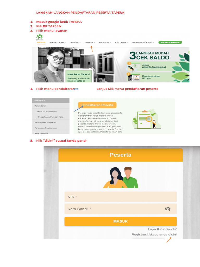 Langkah2 Pendaftaran Tapera | PDF