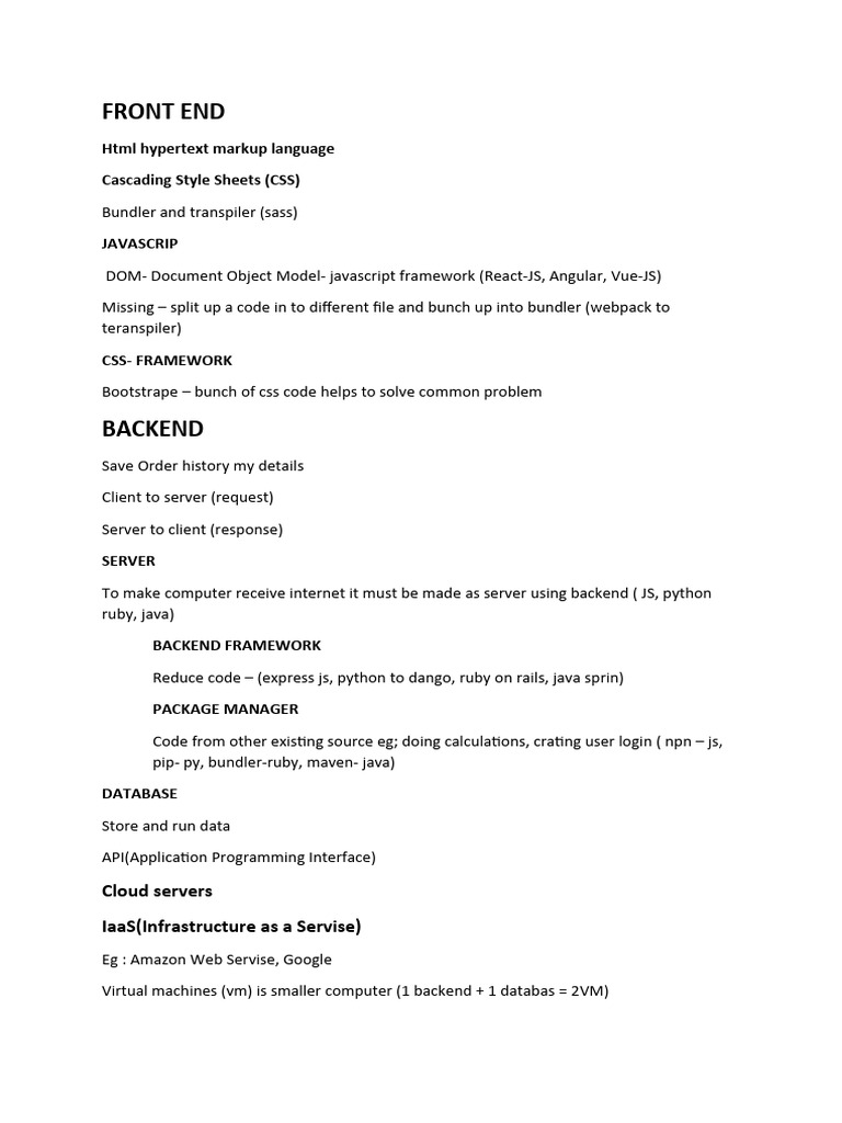 Front End and Back End | PDF | Java Script | Software As A Service
