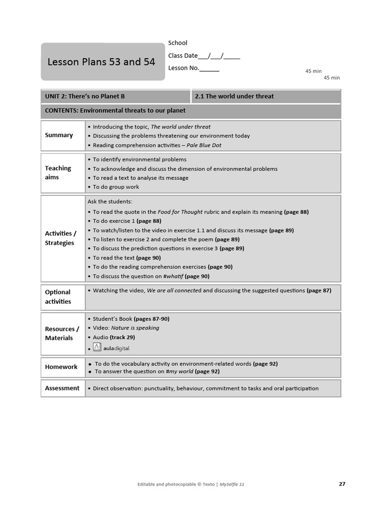 Lesson Plans - U2.1 | PDF | Reading Comprehension | Lesson Plan