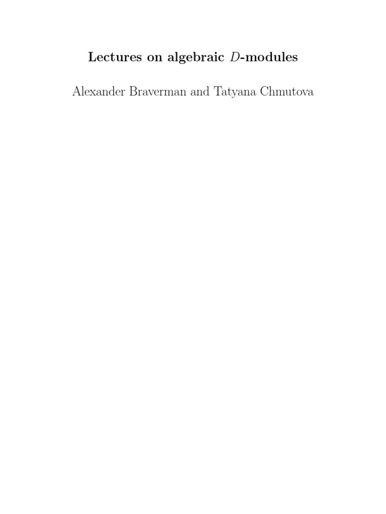 (Lecture Notes) Alexander Braverman and Tatyana Chmutova - Lectures On ...
