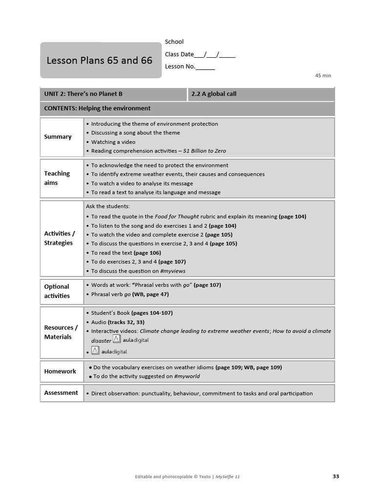 Lesson Plans - U2.2 | PDF | Lesson Plan | Reading Comprehension