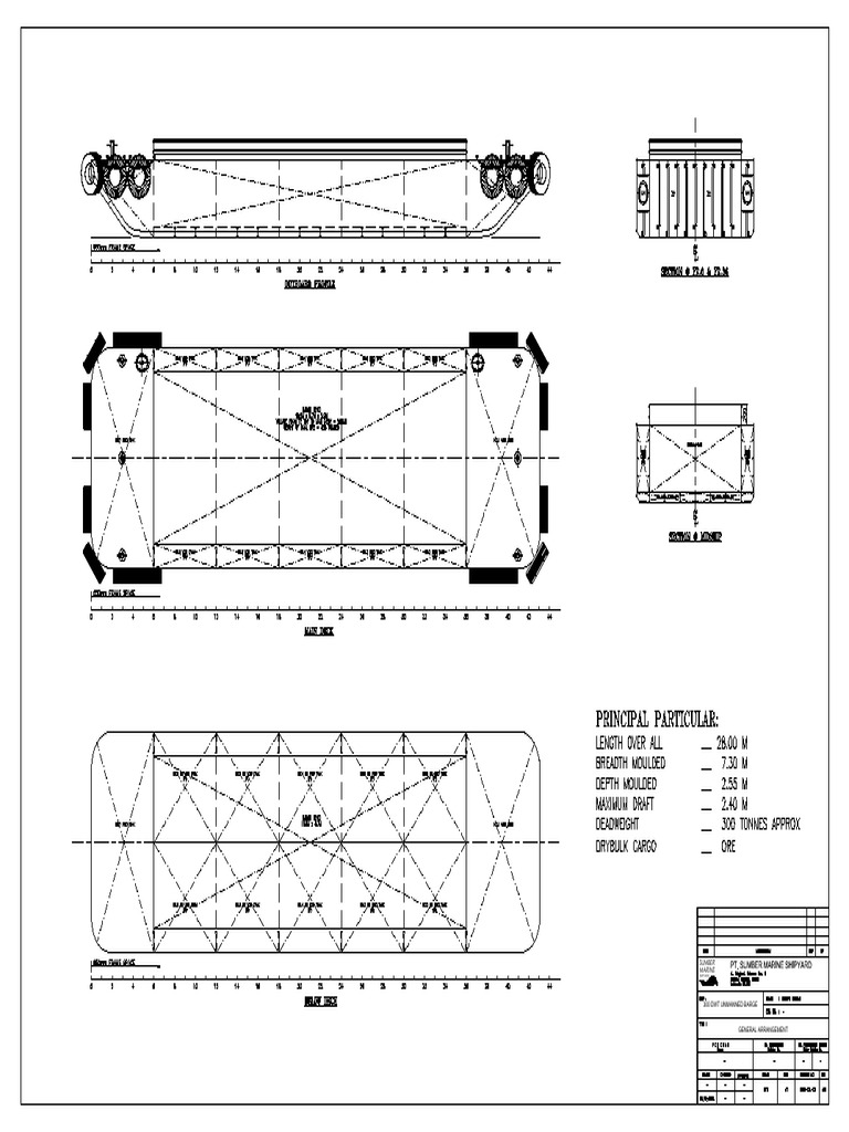300 Dwt Unmanned Barge General Arrangement | PDF
