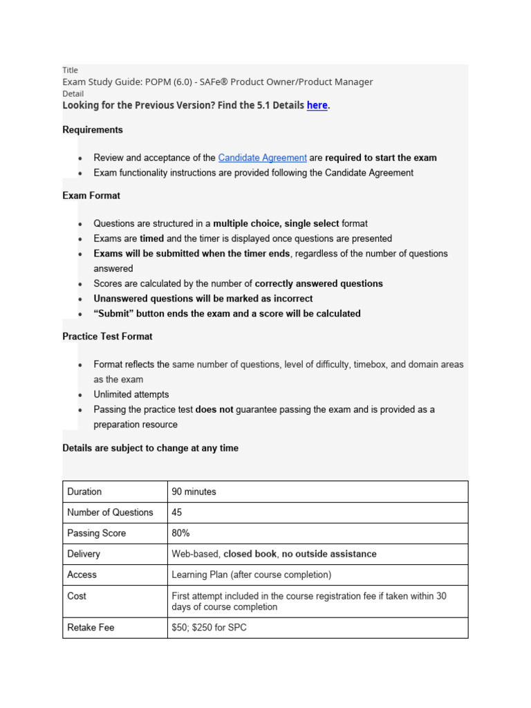 POPM (6.0) - SAFe® Product Owner-Product Manager | PDF | Scrum ...