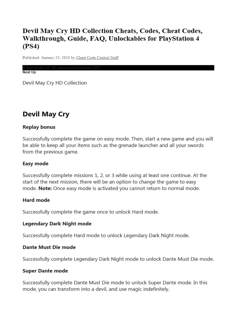 Devil May Cry 3 - Cheats, Extras and Unloackables | PDF