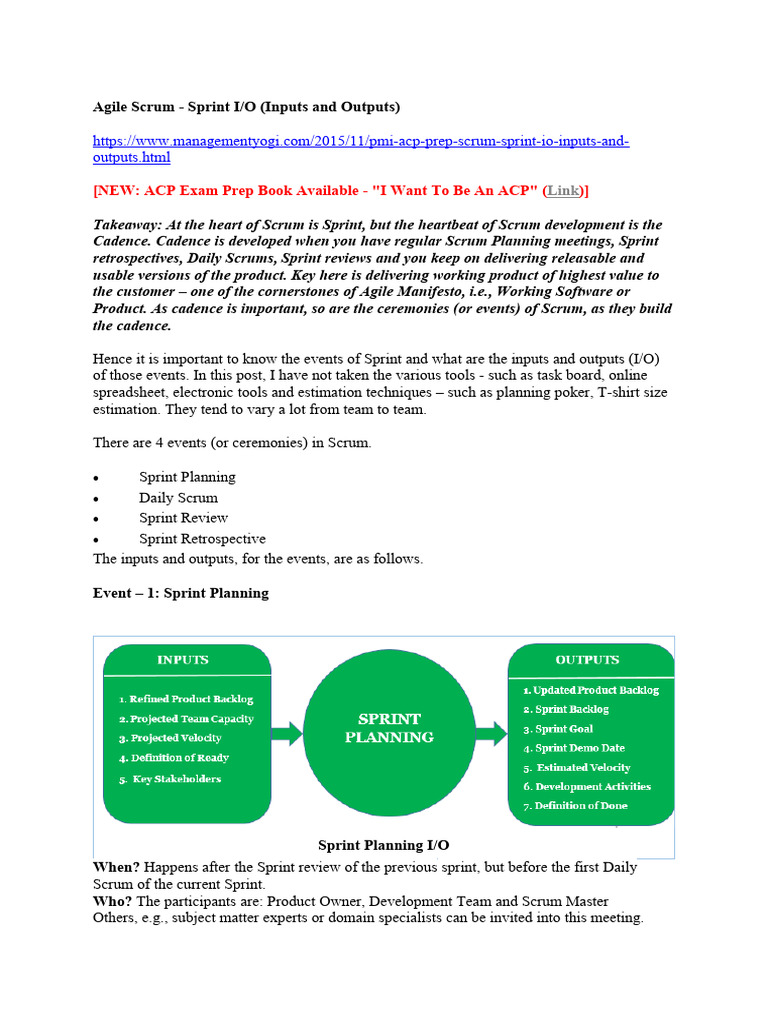 Agile Scrum Input - Output Good Document | PDF