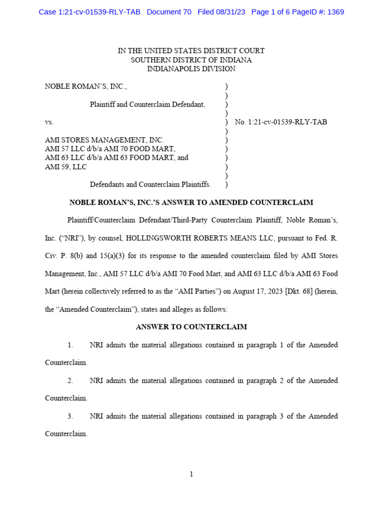 Answer To Amended Counterclaim | PDF | Res Judicata | Complaint