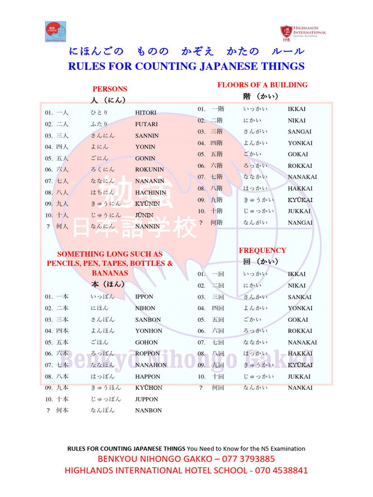 Japanese Counting Lesson | PDF
