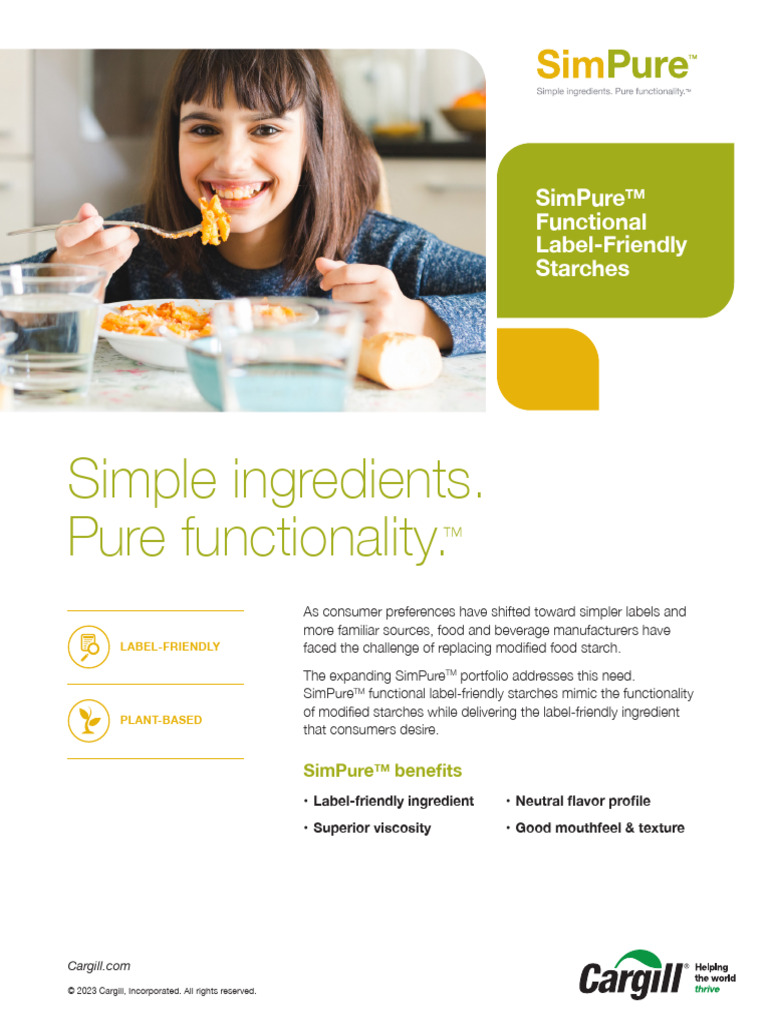 SimPure SellSheet 02.06.23-4pg | PDF | Starch | Food And Drink