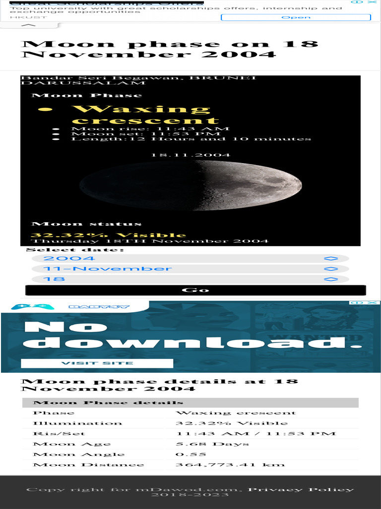 Moon Phase On 18 November 2004 | PDF