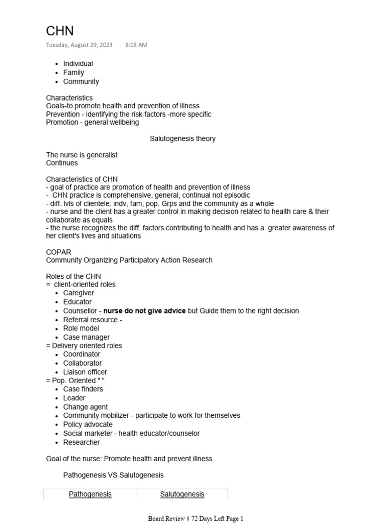 CHN Review Notes | PDF
