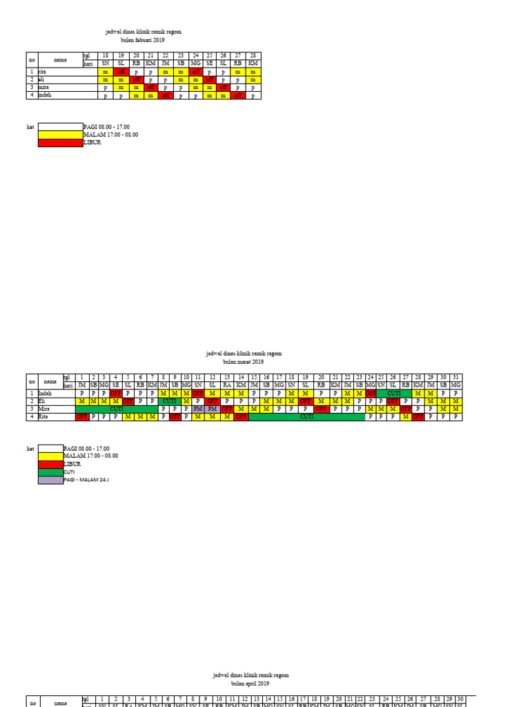 Jadwal Dinas Klinik Ramik Ragom | PDF
