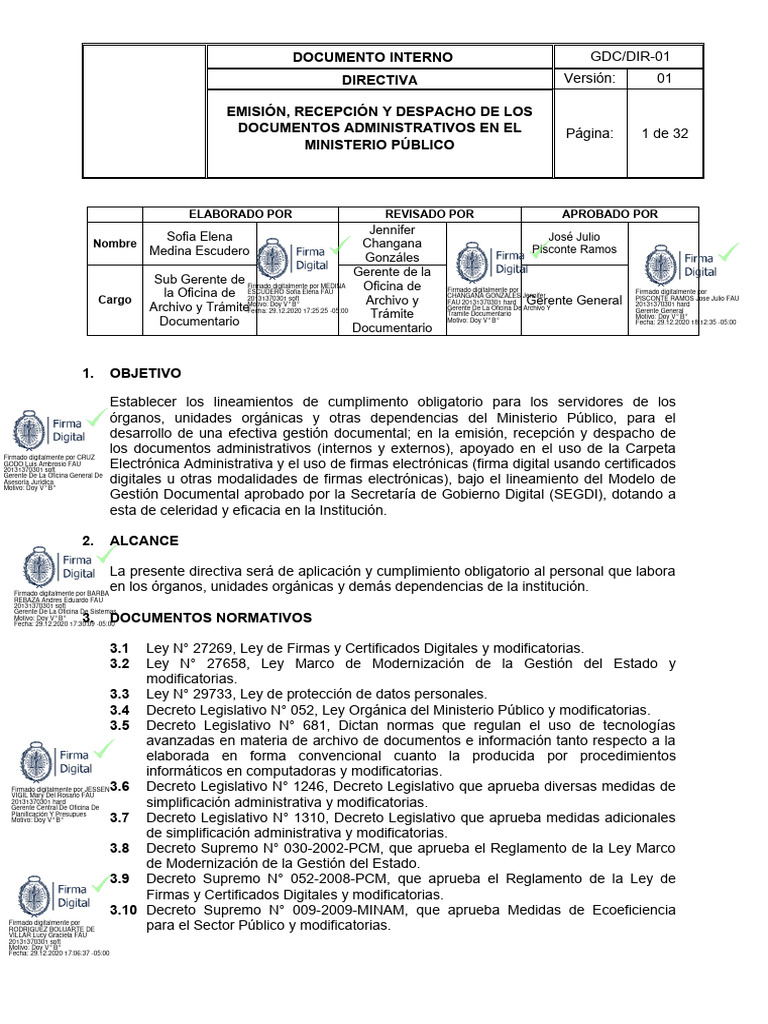 Emisión, recepcion y despacho de documentos administrativos en el Ministerio Público | PDF ...