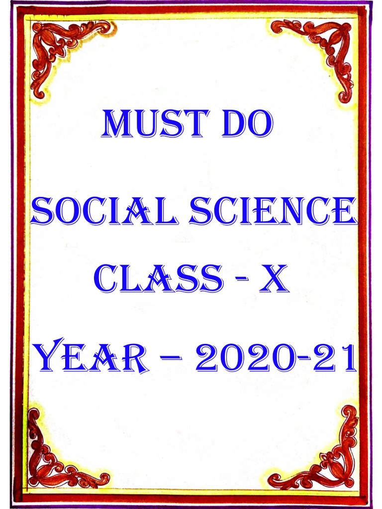Must Do (Social Science - English Medium) - 1 | PDF | Loans | Credit