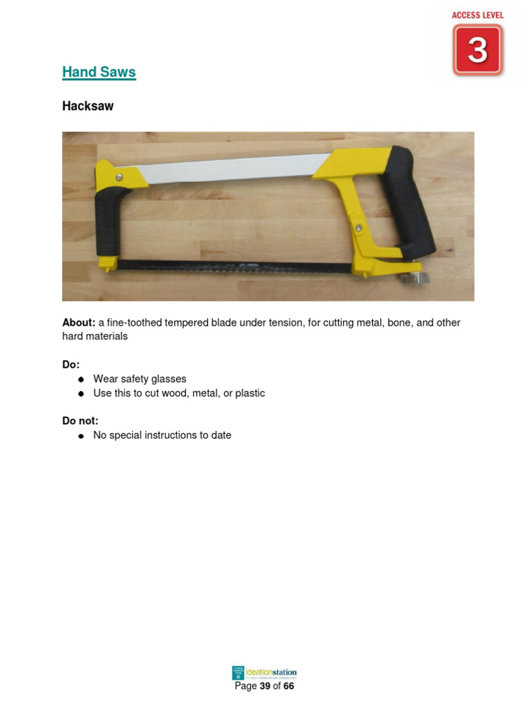 Hacksaw Usage and Safety Guide | PDF