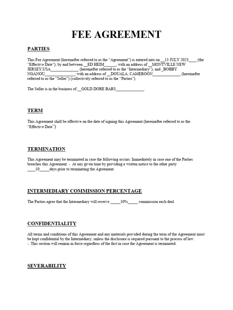 Gold Fee Agreement Signed | PDF