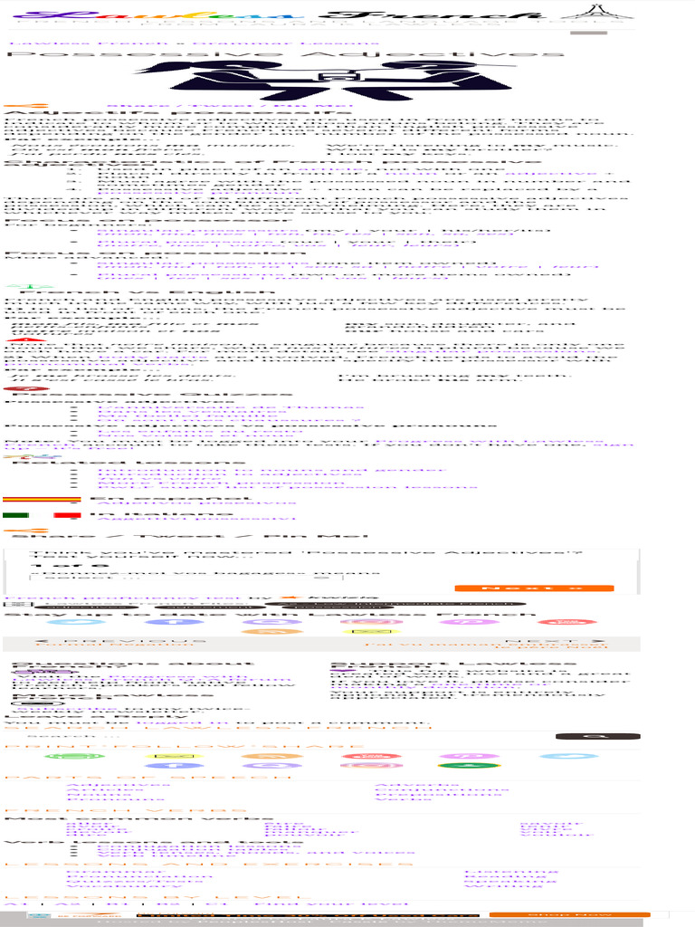 French Possessive Adjectives Guide | PDF | Noun | Grammatical Number