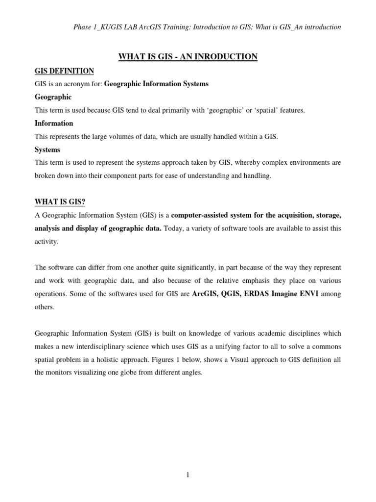 Phase 1 - Frameing The Concept of What Is GIS - An Introduction | PDF ...