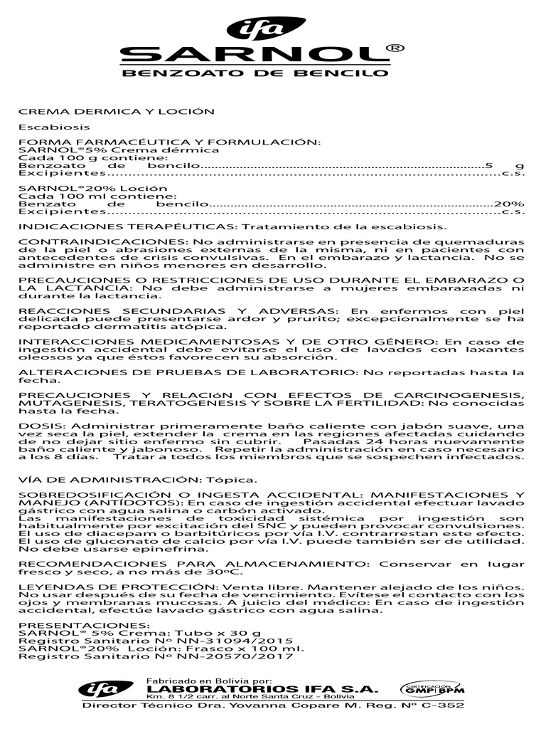 Sarnol 5 | PDF | Medicamentos con receta | Cuidado de la salud