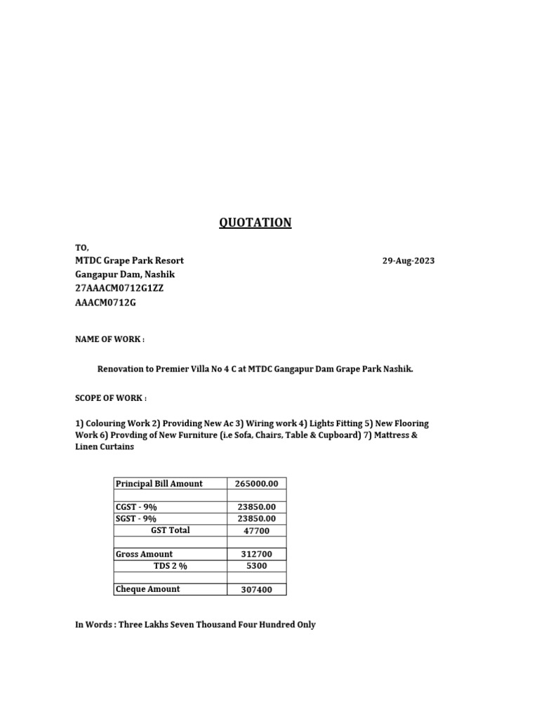 Quotation Omkar | PDF