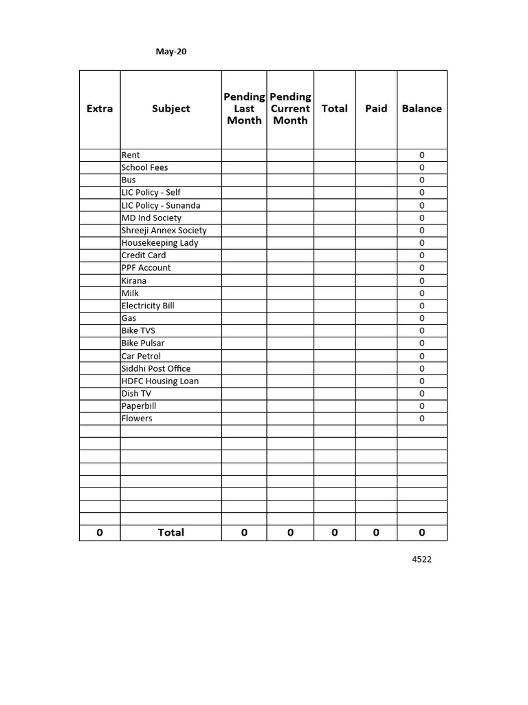 EXPENSES SHEET For Use | PDF