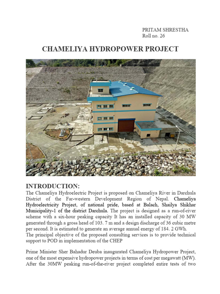 Chameliya Hydropower Project Overview | PDF | Dam | Hydroelectricity