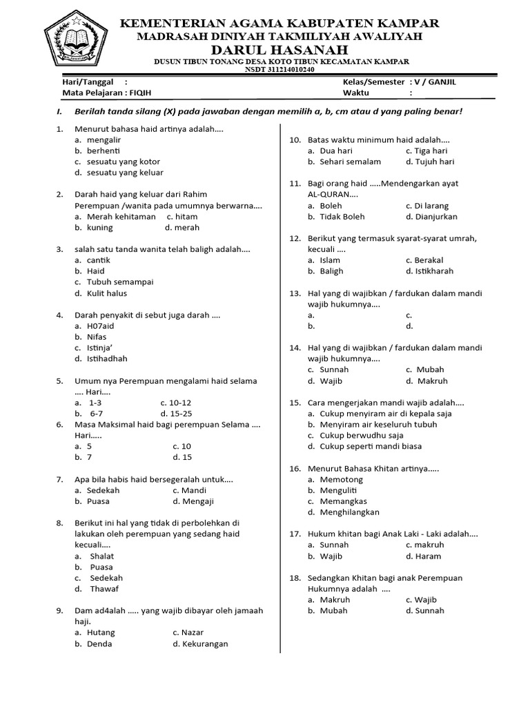 Soal Ujian Bahasa Arab | PDF
